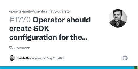 Operator Should Create SDK Configuration For The Clients E G As A Config Map Issue
