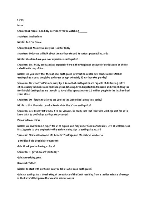 Script In Drrr Pt Pdf Earthquakes Natural Disasters