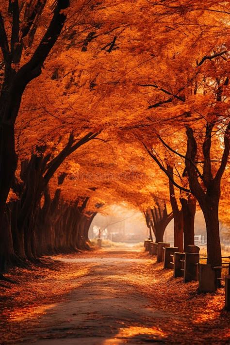 Beautiful Over Casting Trees During Fall Season Stock Illustration