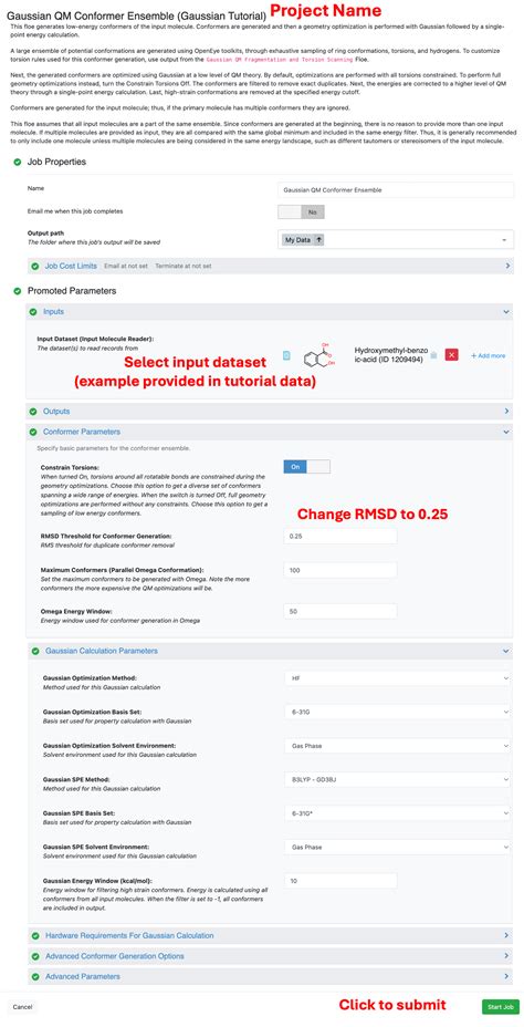 Gaussian Qm Conformer Ensemble Tutorial — Orion Workflows 2025 3 1
