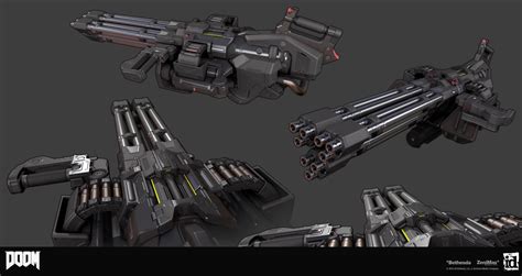 Artstation Doom Chaingunturret Mod Gregor Kopka Anime Weapons Sci