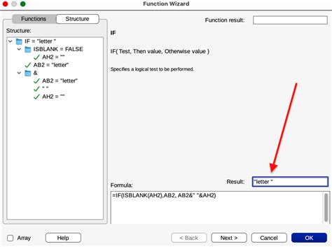 problem with formula containing if and isblank functions english
