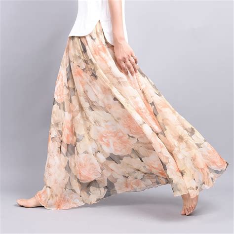 Vintage Bohemia Chiffon Summer Maxi Skirt On Luulla