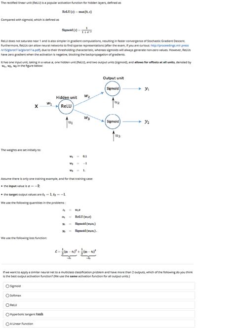 Solved The Rectified Linear Unit Relu Is A Popular