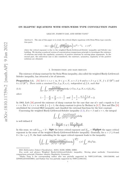 Pdf On Elliptic Equations With Steinweiss Type Convolution Parts