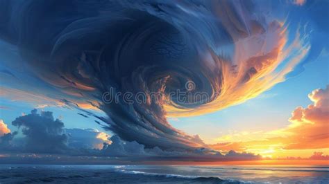 A Shapeshifting Cloud Twists Eerily Across The Sky Stock Illustration