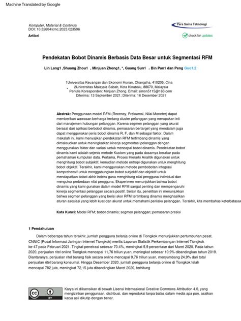 A Big Data Based Dynamic Weight Approach For Rfm Segmentati Idn Pdf