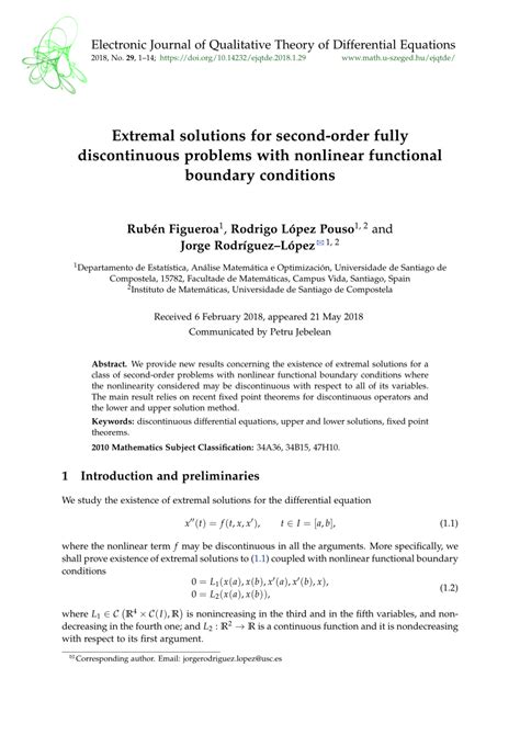 Pdf Extremal Solutions For Second Order Fully Discontinuous Problems With Nonlinear Functional