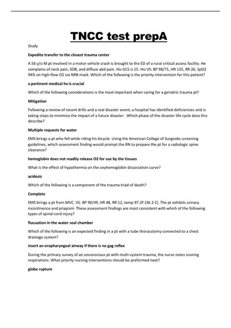 Tncc Test Prepa Questions With Correct Answers 2024 Tncc 8th Edition Stuvia Us