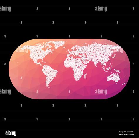 World Network Map Eckert Iii Projection Wired Globe In Eckert 3 Projection On Geometric Low