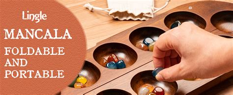 Lingle 21 Inch Deluxe Mancala Set Real Wood Mancala Hinged
