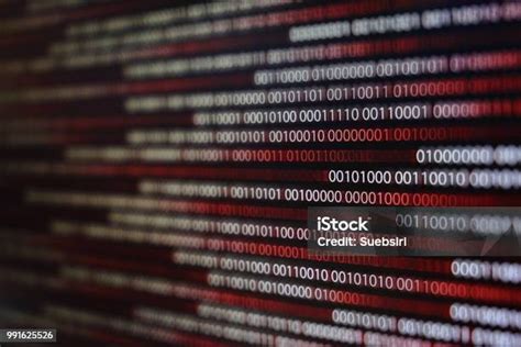 Red Binary Code Background Computer Problems Concept Black Background Malware Virus Data
