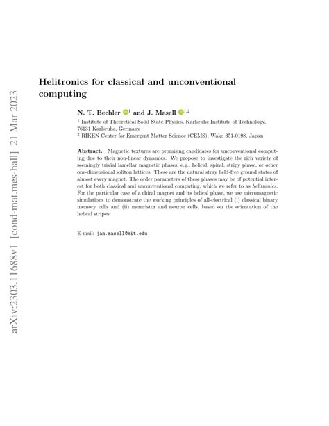 Pdf Helitronics For Classical And Unconventional Computing