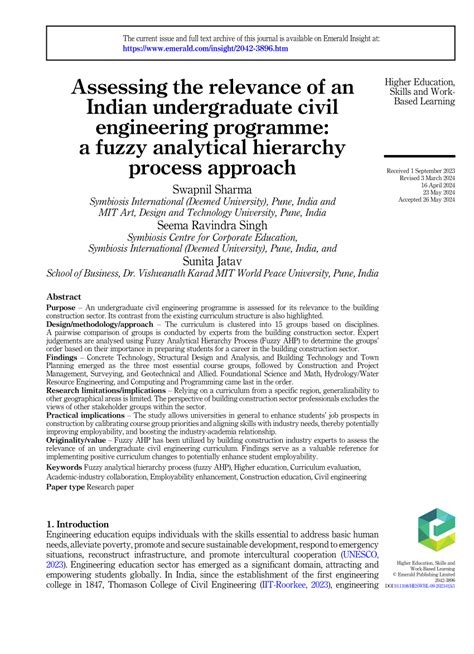 Pdf Assessing The Relevance Of An Indian Undergraduate Civil Engineering Programme A Fuzzy