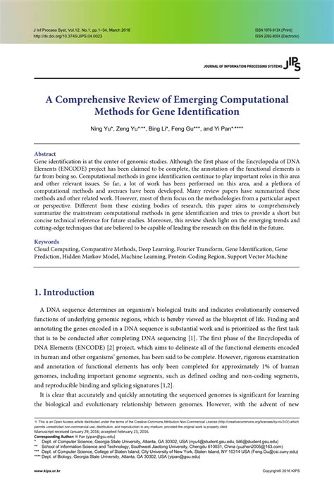 Pdf A Comprehensive Review Of Emerging Computational Methods For Gene Identification
