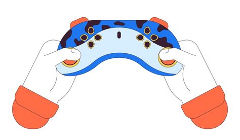 Holding Gamepad Linear Cartoon Character Hands Illustration Game
