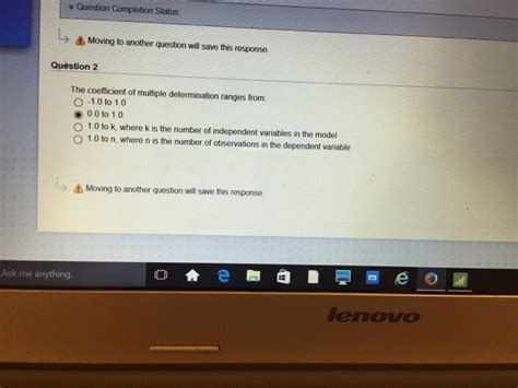 Solved The Coefficient Of Multiple Determination Ranges From