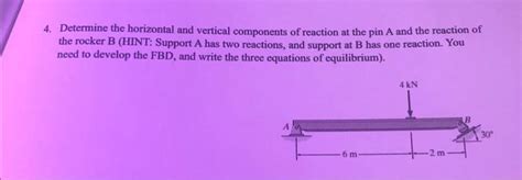 Solved 4 Determine The Horizontal And Vertical Components