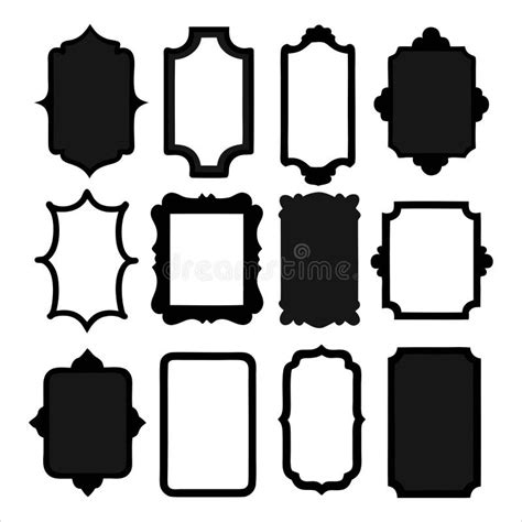 Vintage Rectangular Frame Vector Set Elegant Ornamental Border
