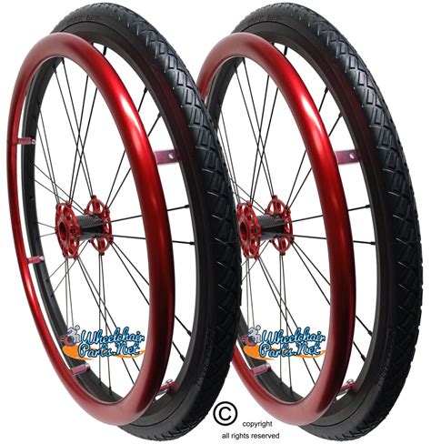 Shivoxx 24x1 38 540 Wheels With Shox G2 Black Tires Red Pushrim
