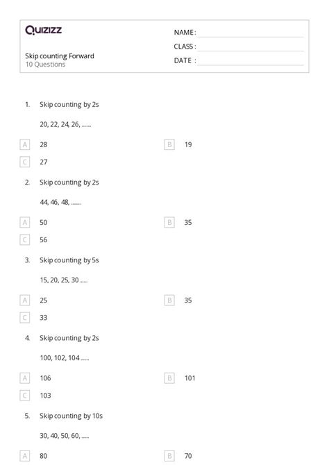 50 Skip Counting Worksheets For 3rd Class On Quizizz Free And Printable