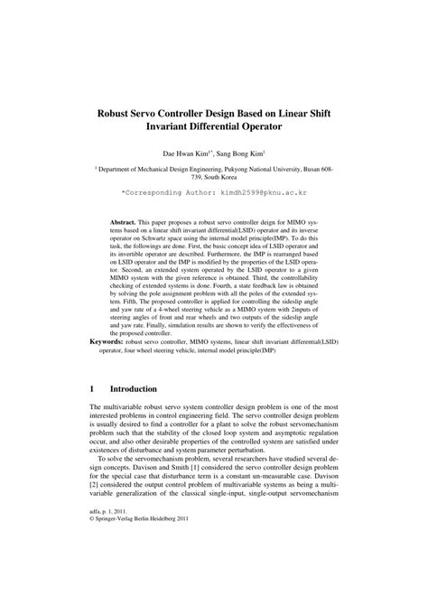 pdf robust servo controller design based on linear shift invariant
