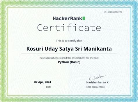 uday kosuri on linkedin hackerrank pythonbasics python certification