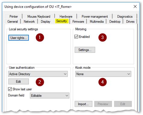 Security Tab Scout Enterprise Management Suite