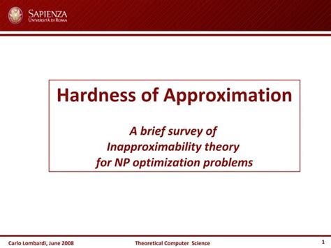 Hardness Of Approximation Ppt
