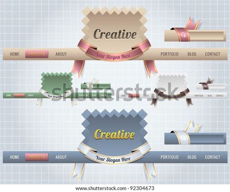 Web Elements Vector Header Navigation Templates Stock Vector Royalty