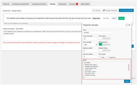 Customized CSS Code Snippets For Cookie Notice Bar WebToffee