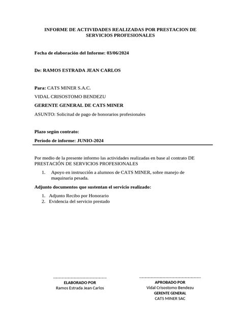 Informe De Actividades Y Honorarios 2024 Pdf