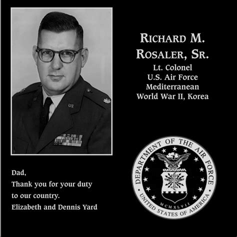 Lieutenant Colonel Richard M Rosaler Sr Mt Soledad Virtual Plaque