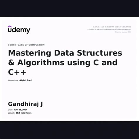 Gandhiraj J On Linkedin Excited To Have Completed The Data Structures And Algorithms Course On