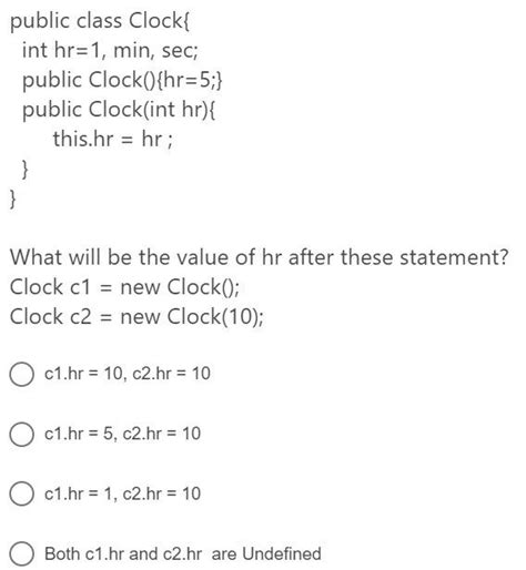 Solved Public Class Clock Int Hr1 Min Sec Public