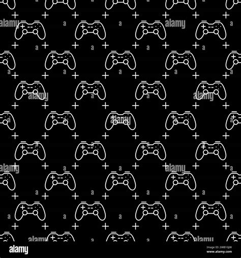 Wireless Video Game Controller Vector Gamepad Concept Black Seamless