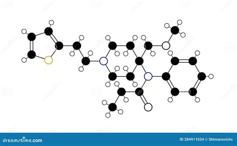 Sufentanil Molecule Structural Chemical Formula Ball And Stick Model