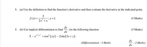 Solved 5 A Use The Definition To Find The Functions