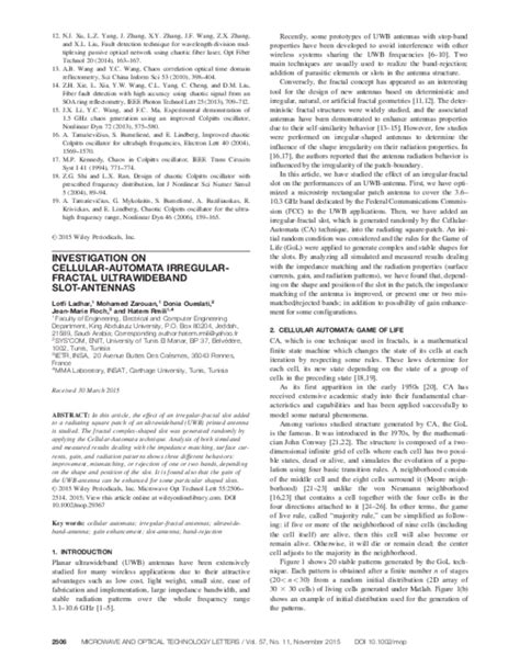 pdf investigation on cellular automata irregular fractal