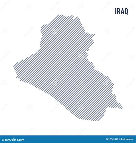 Vector Abstract Hatched Map Of Iraq With Oblique Lines Isolated On A White Background Stock