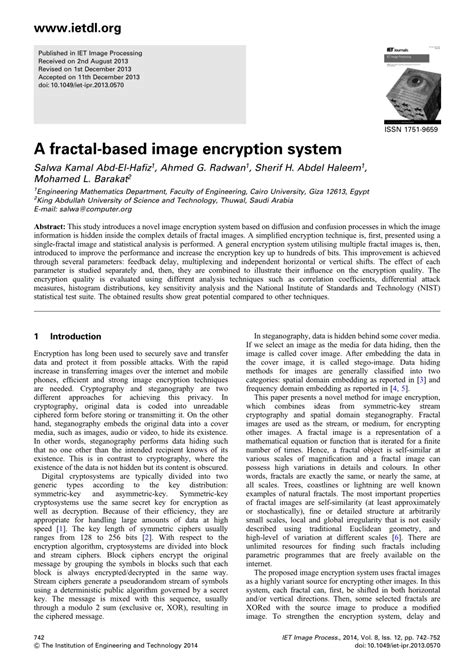 pdf a fractal based image encryption system