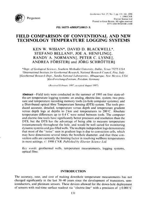 Pdf Field Comparison Of Conventional And New Technology Temperature Logging Systems