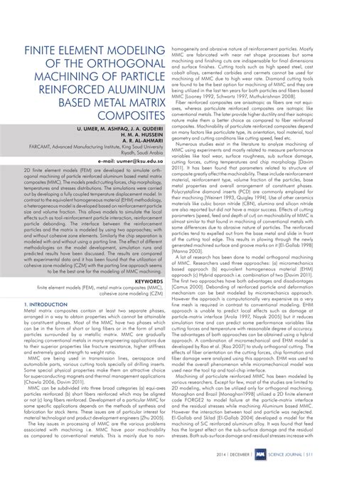 Pdf Finite Element Modeling Of The Orthogonal Machining Of Particle