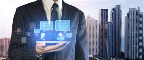 Businessman Using A Chatbot System To Process Data And Use It In