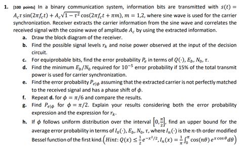 Solved 100 Points In A Binary Communication System
