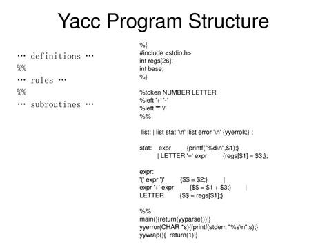 ppt lex and yacc powerpoint presentation free download id 2732090