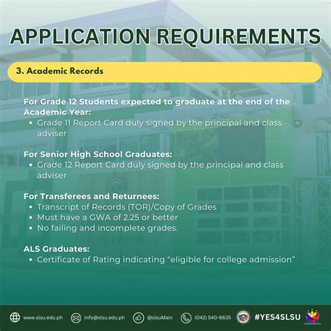 College Application Requirements Ay 2025 2026 Southern Luzon State