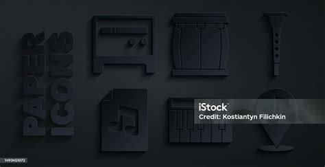 음악 신디사이저 클라리넷 음표가 있는 책 위치 뮤지컬 드럼 및 기타 앰프 아이콘을 설정합니다 벡터 3차원 형태에 대한 스톡 벡터 아트 및 기타 이미지 Istock