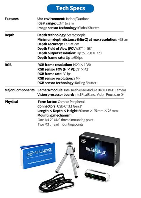 Intel Realsense Depth 3d Camera D435i Vr And Face Recognition