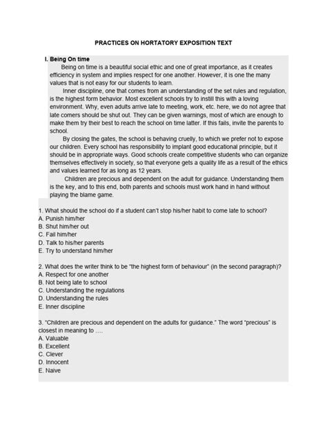 Practices On Hortatory Text Pdf Cost Of Living Recycling